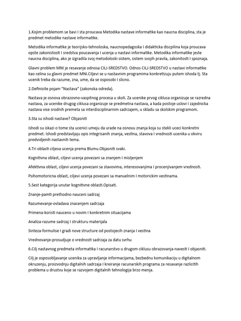 Ispitna Pitanja Glusac | PDF