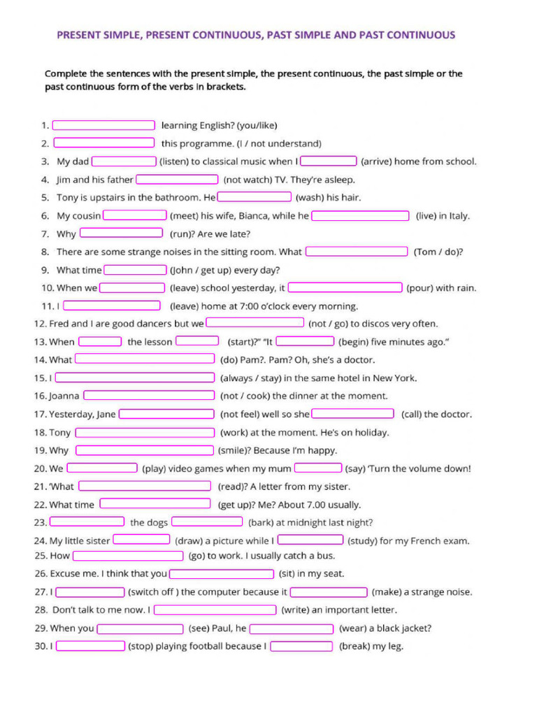 Present-Past Simple, Present-Past Continous | PDF