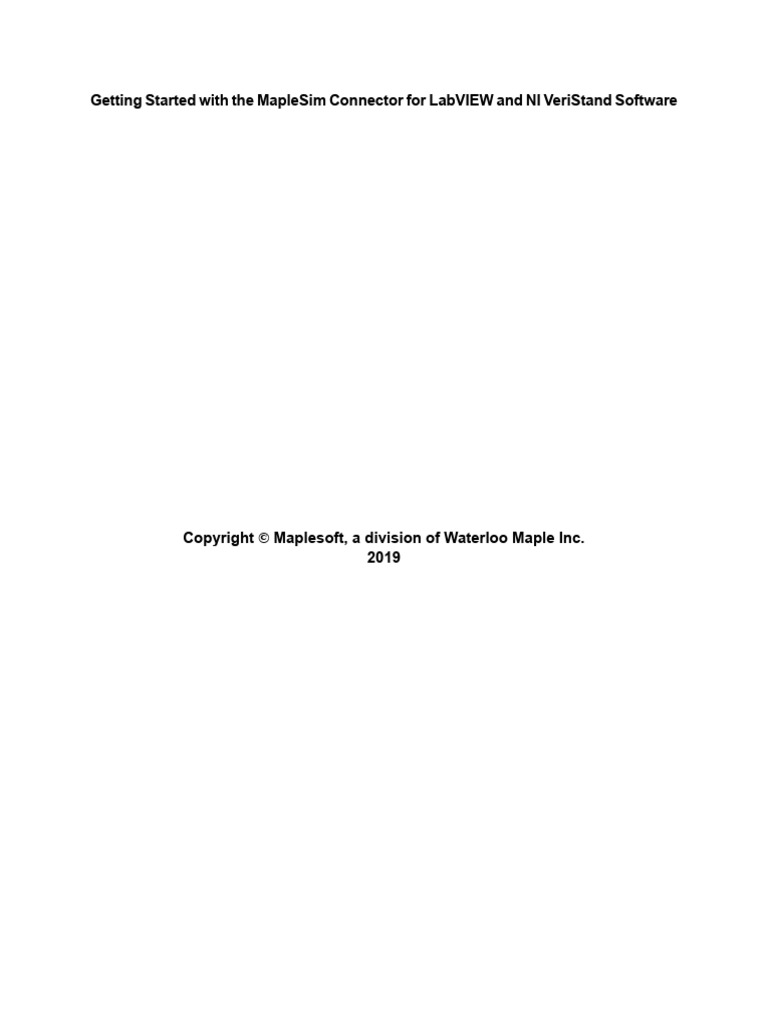 MapleSim LabVIEW VeriStand Connector Getting Started Guide | PDF ... MapleSim LabVIEW VeriStand Connector Getting Started Guide | PDF ...