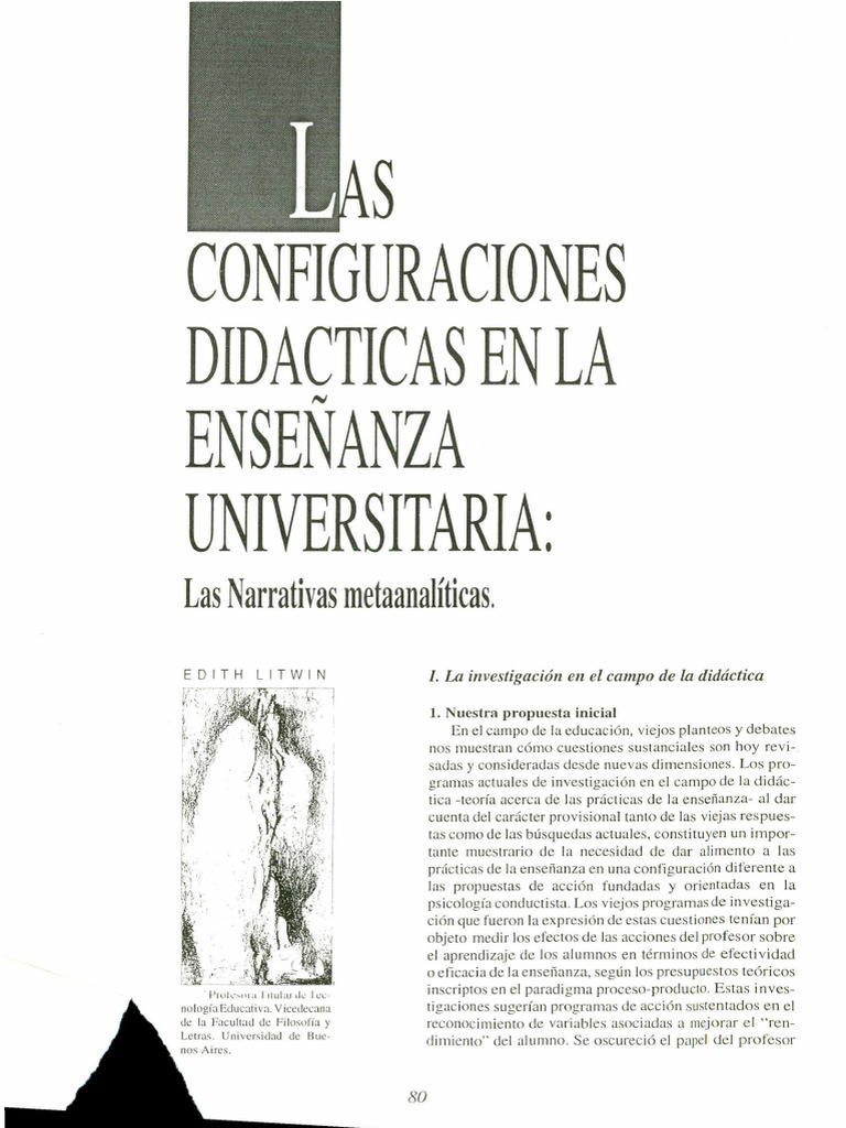 Litwin, E. Configuraciones Didácticas en La Enseñanza Universitaria | PDF | Enseñando | Maestros