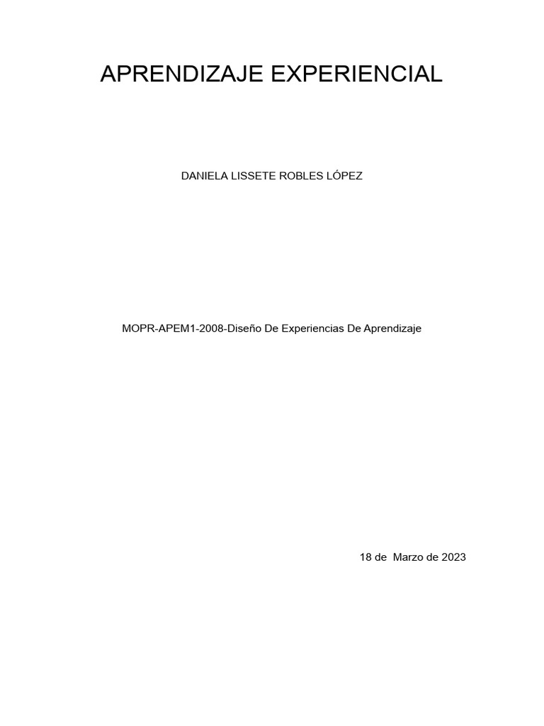 Aprendizaje Experiencial | PDF | Aprendizaje | Experiencia