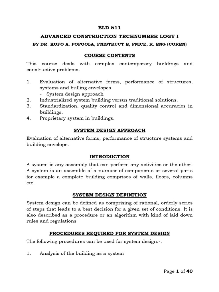 BLD 511 Advanced Construction Technology I | PDF | Art | Computers