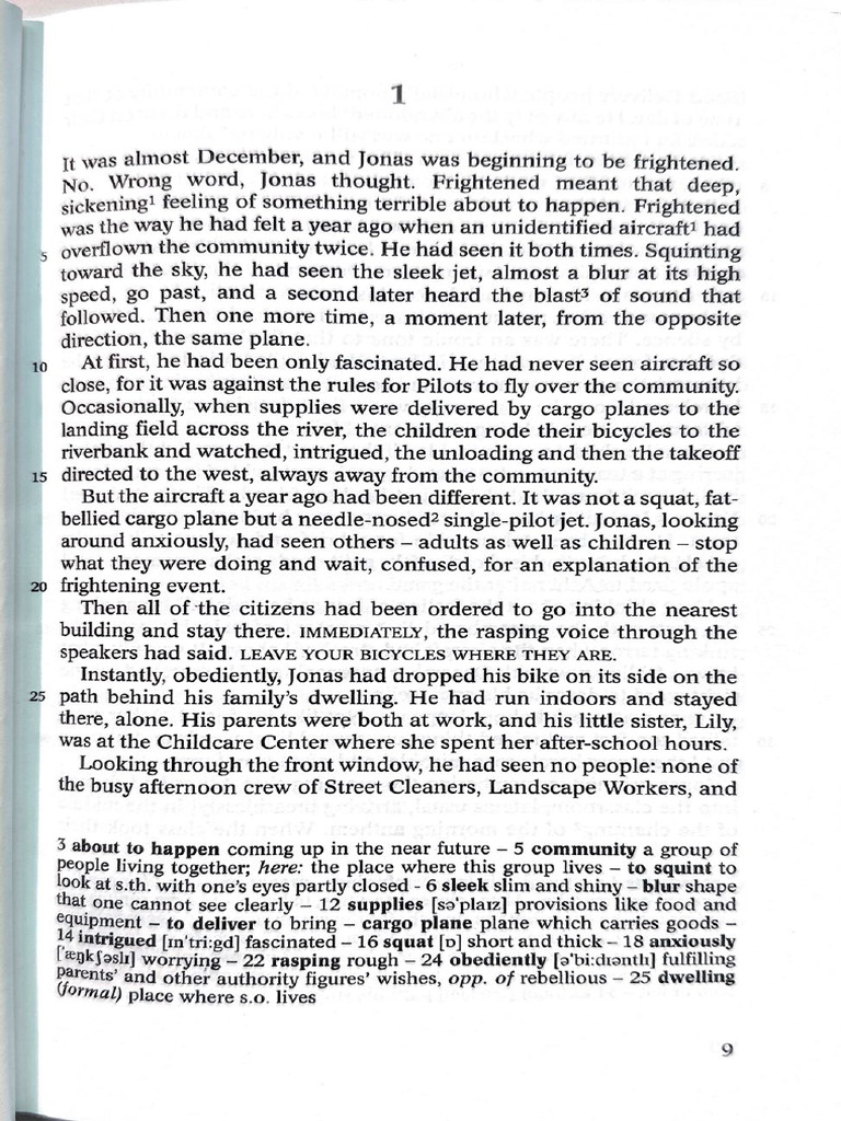 The Giver Chapter 1 | PDF