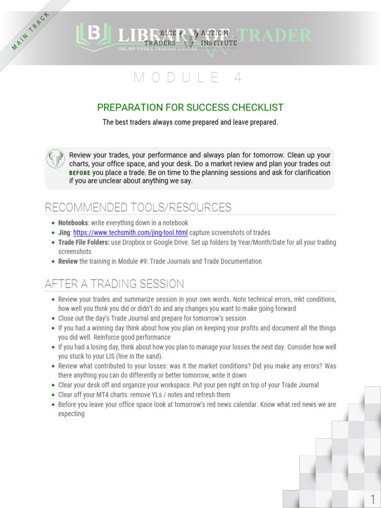 MT MOD 4 - PREPARATION FOR SUCCESS CHECKLIST | PDF