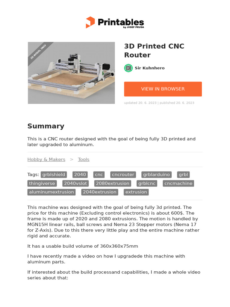 3d Printed CNC Router | PDF | Numerical Control | Secondary Sector Of ...