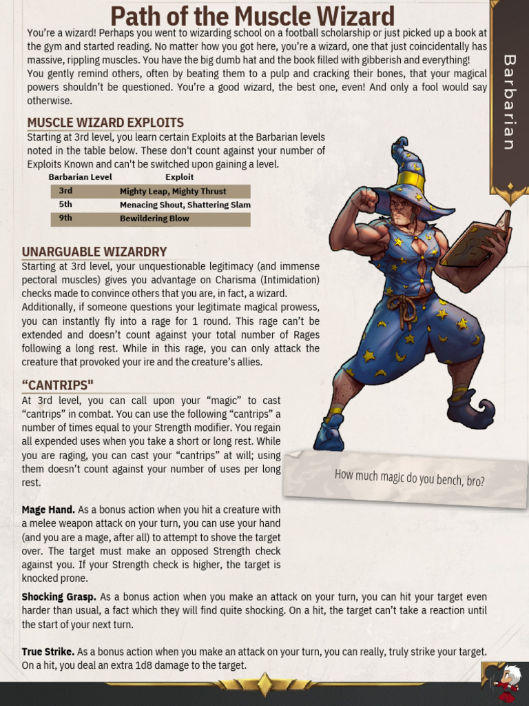Path of The Muscle Wizard (Alternate) | PDF | Magician (Fantasy)