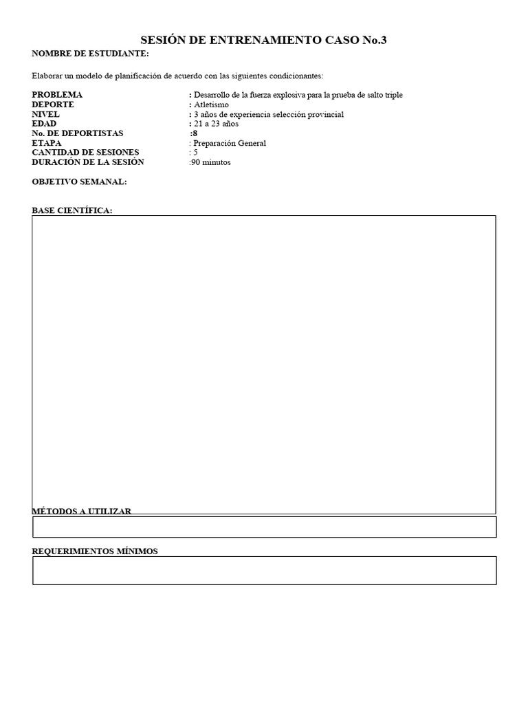 Formato de Caso Practico Deportes | PDF | Planificación