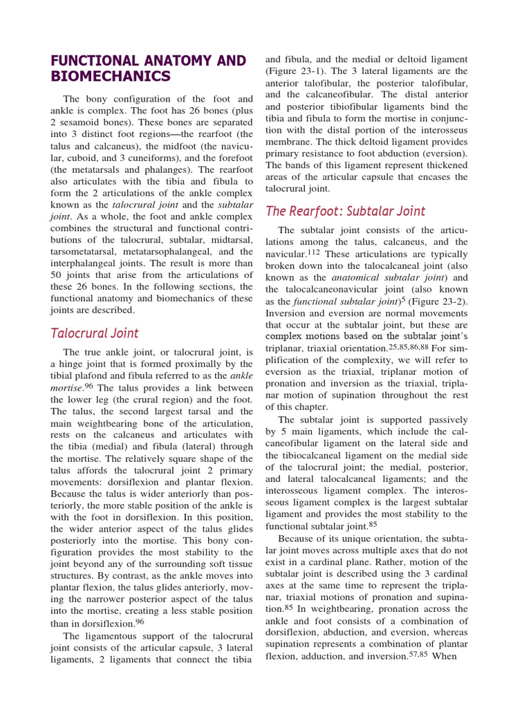Functional Anatomy and Biomechanics - Ankle and | PDF | Foot | Ankle