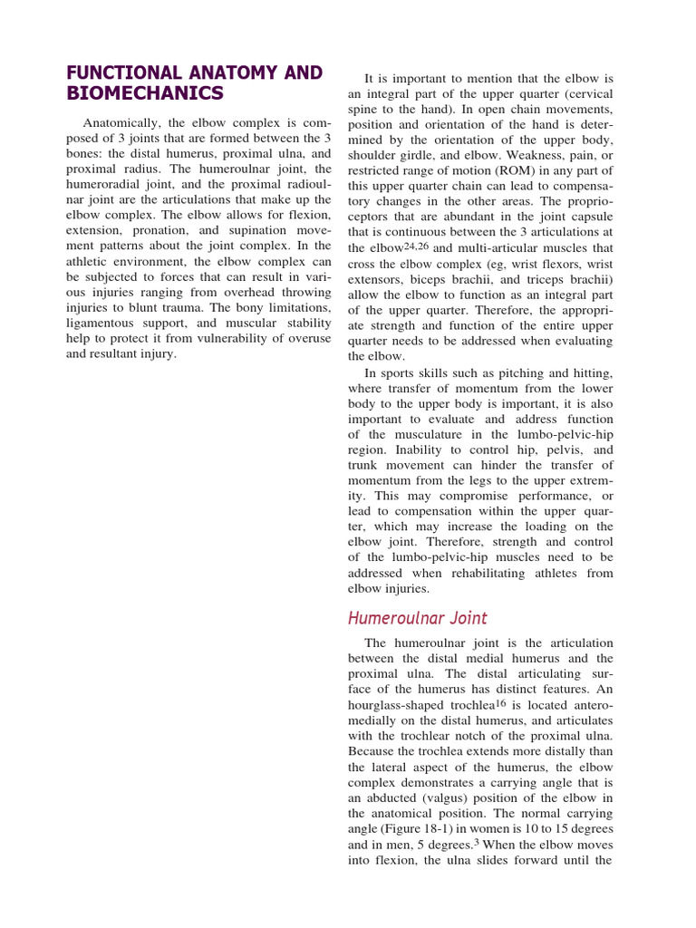 Functional Anatomy and Biomechanics - Elbow | PDF | Elbow | Anatomical ...