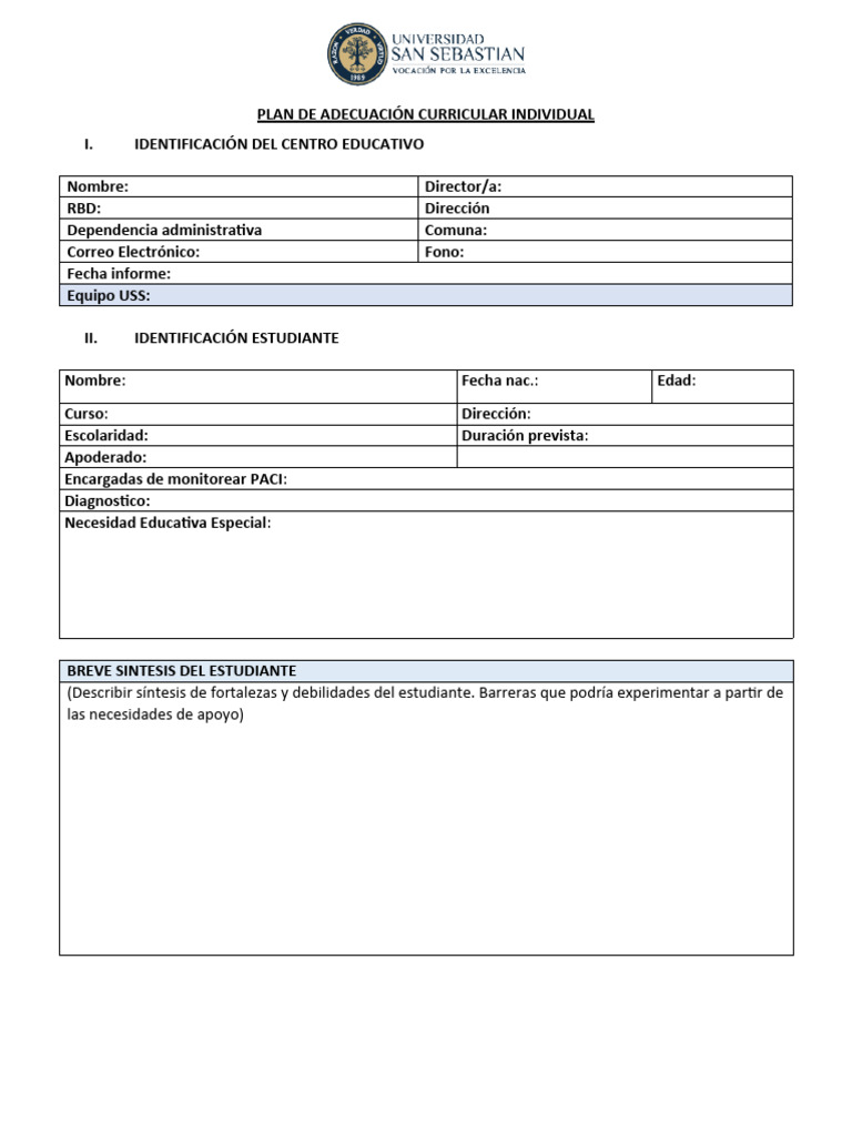 Formato 2023 PACI | PDF | Evaluación | Aprendizaje