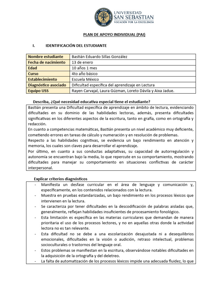 Formato Pai | PDF | Aprendizaje | Dislexia