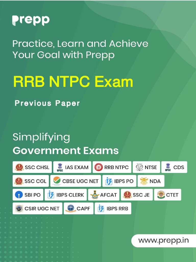 RRB NTPC E: Previous Paper | PDF | Qualifications | Tests