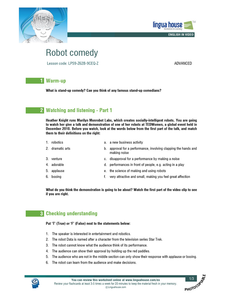 Robot Comedy | PDF | Jokes | Robot
