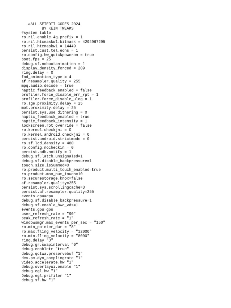 SetEdit Codes for Gaming 2024 | PDF | Computer Engineering | Computing