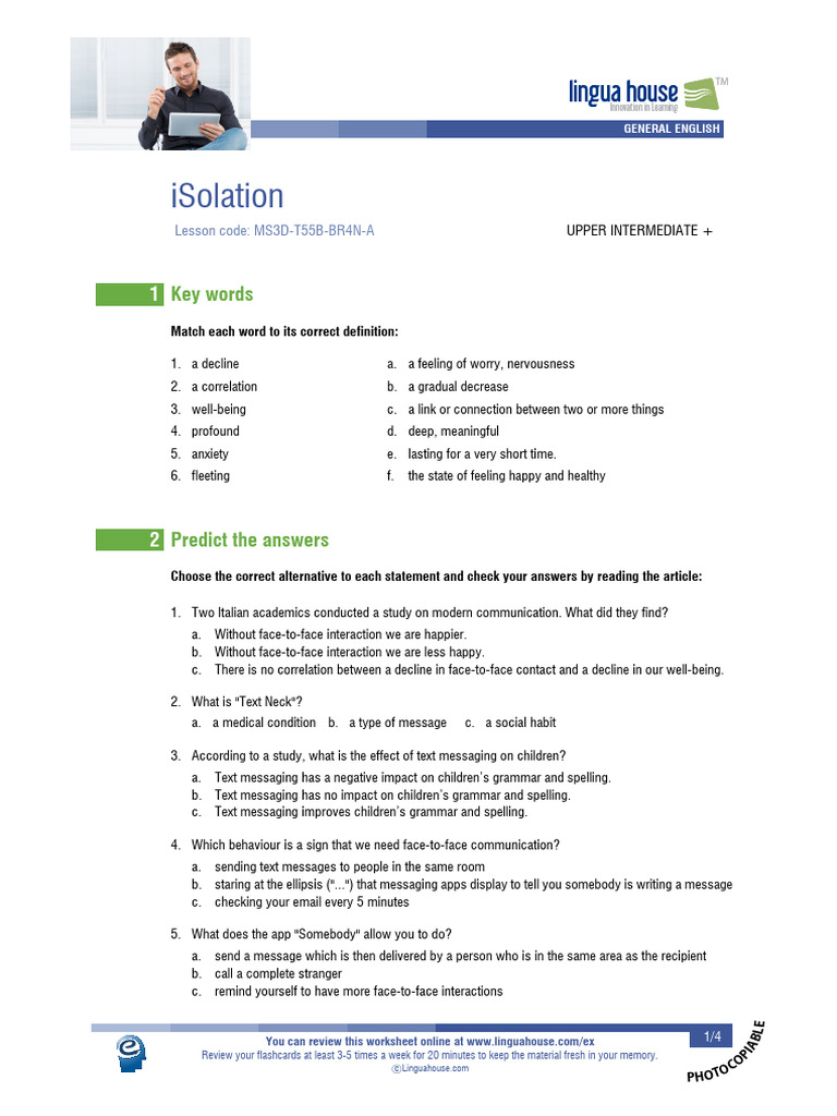 ISolation | PDF | Text Messaging | Verb