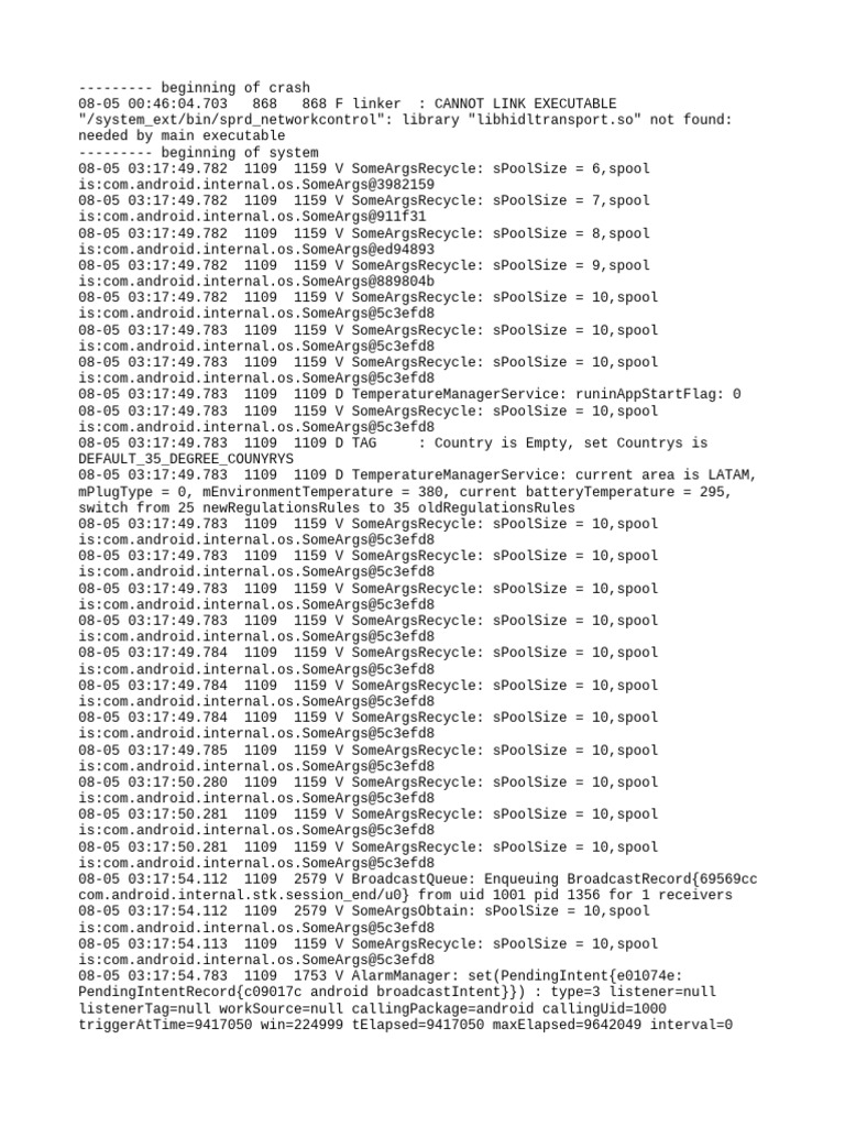 Standby Android Log 2024 0805 040515 | PDF | Embedded Linux Distributions | Computer Programming