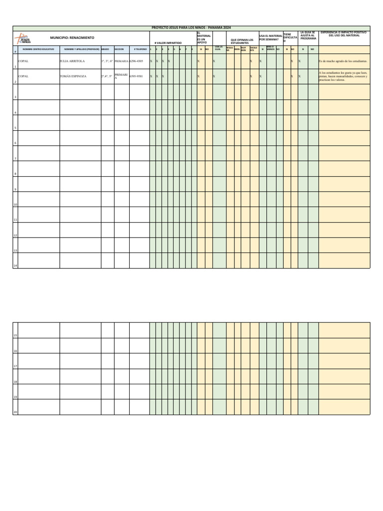 Formulario - Acompañamiento, Panamá ESC. COPAL | PDF