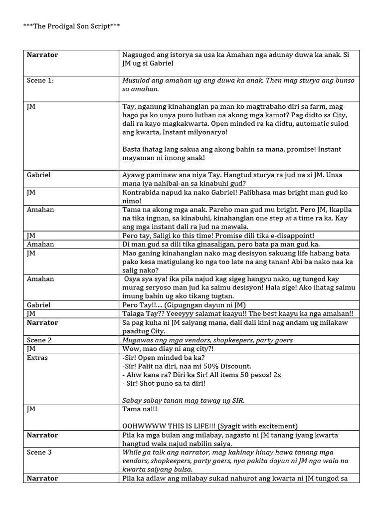 The Prodigal Son Script | PDF
