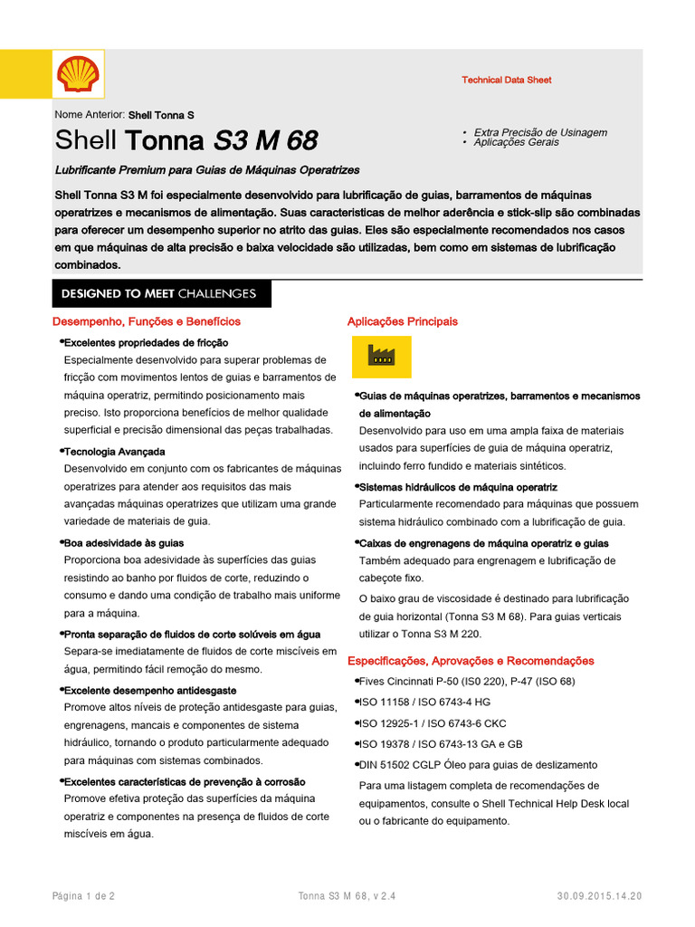Shell Tonna S3 M 68: Desempenho, Funções e Benefícios Aplicações ...