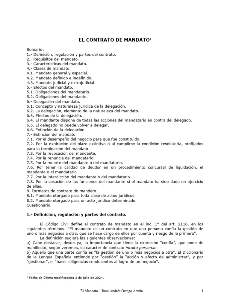 Contrato de Mandato | PDF | Ley común | Derecho civil (sistema legal)