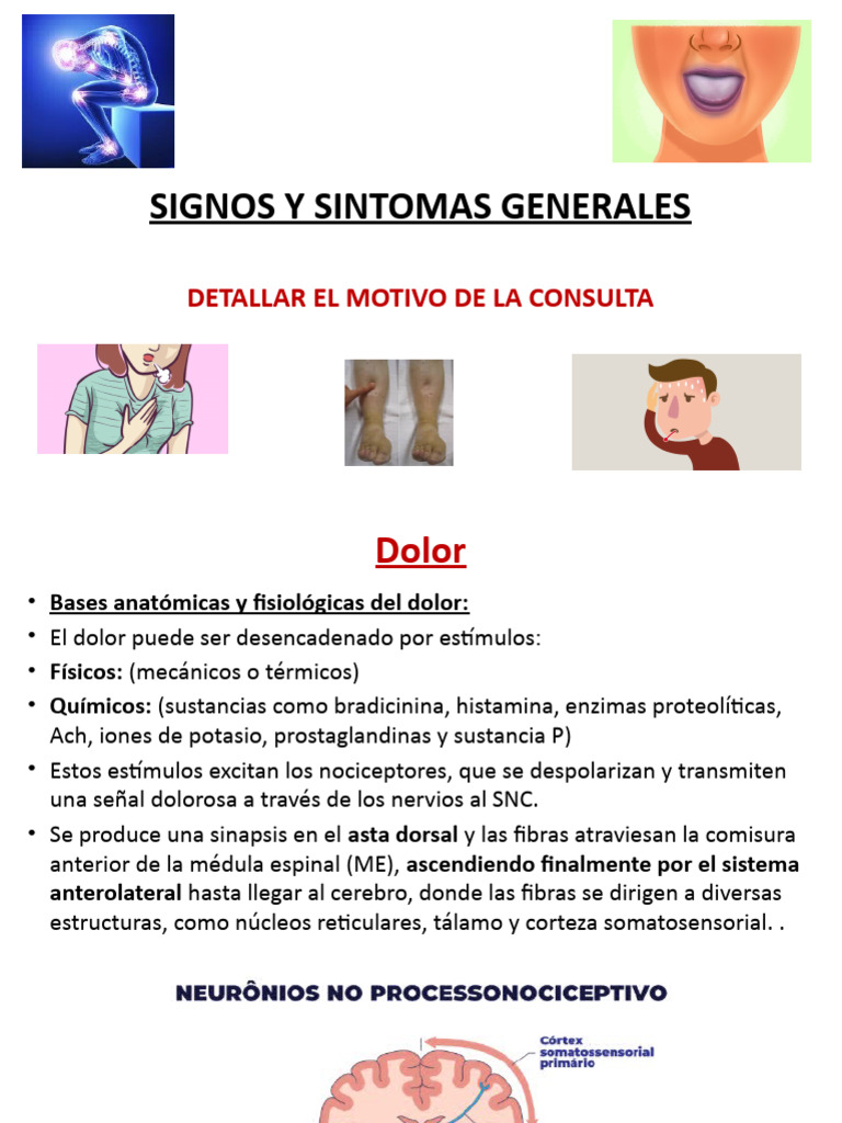 Signos y Sintomas Generales | PDF | Dolor | Sistema nervioso
