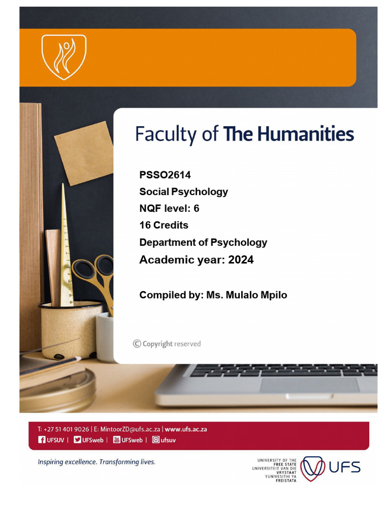 PSSO2614_Module Guide & Tutorial Guide_2024_PRINT (1) | PDF | Social Psychology | Psychology