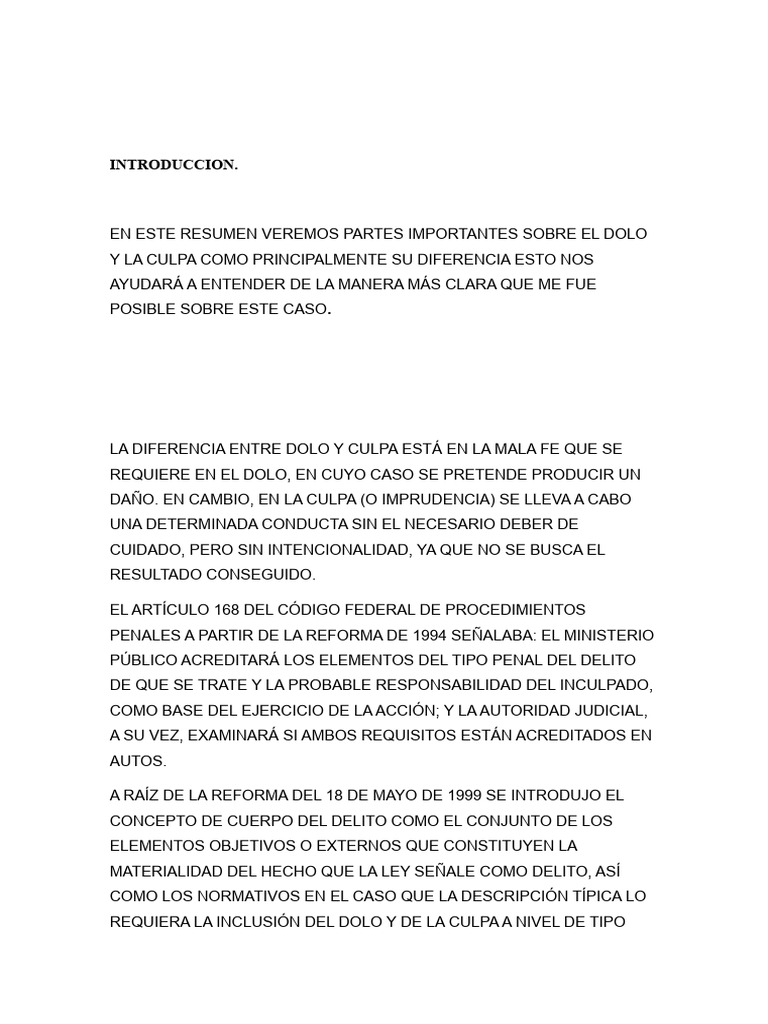 El Dolo y La Culpa | PDF | Intención (Derecho Penal) | Justicia