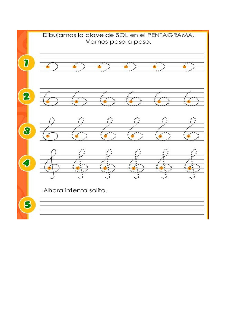 Hoja de Trabajo. Clave de Sol | PDF