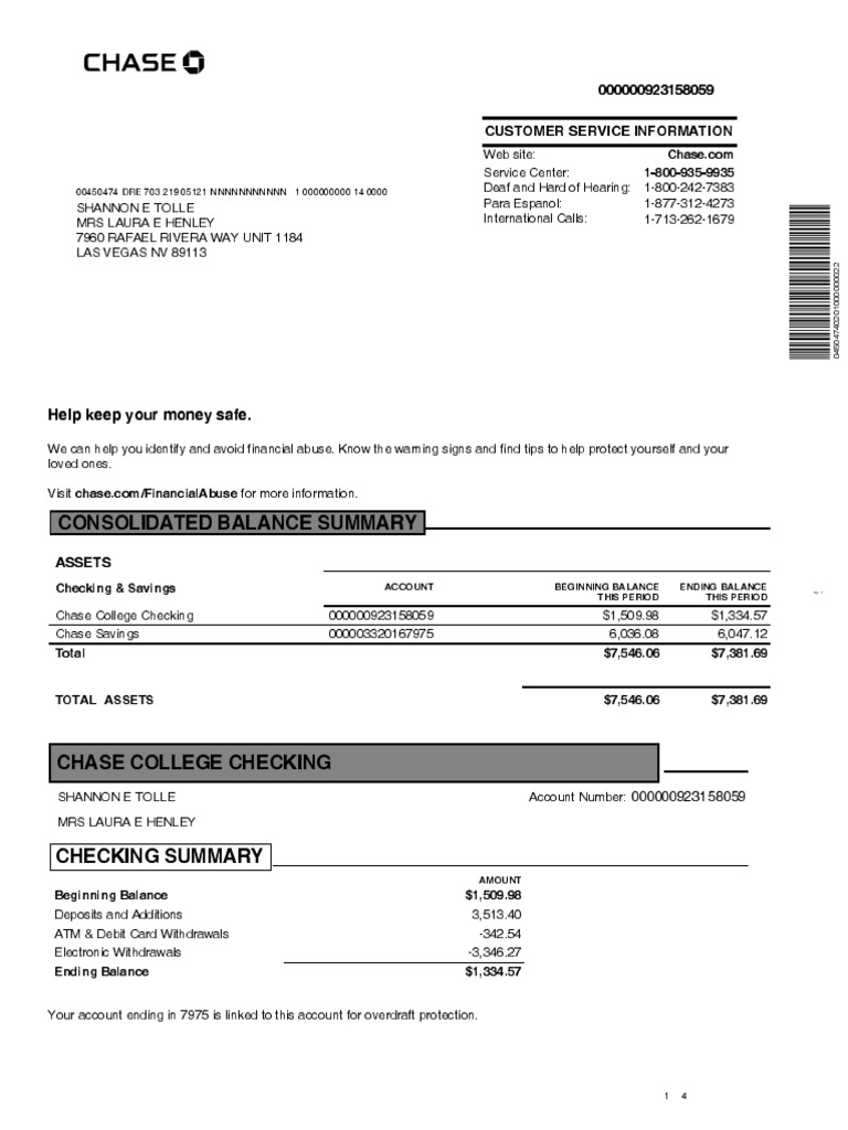 chase statement shannon | PDF | Banks | Chase Bank
