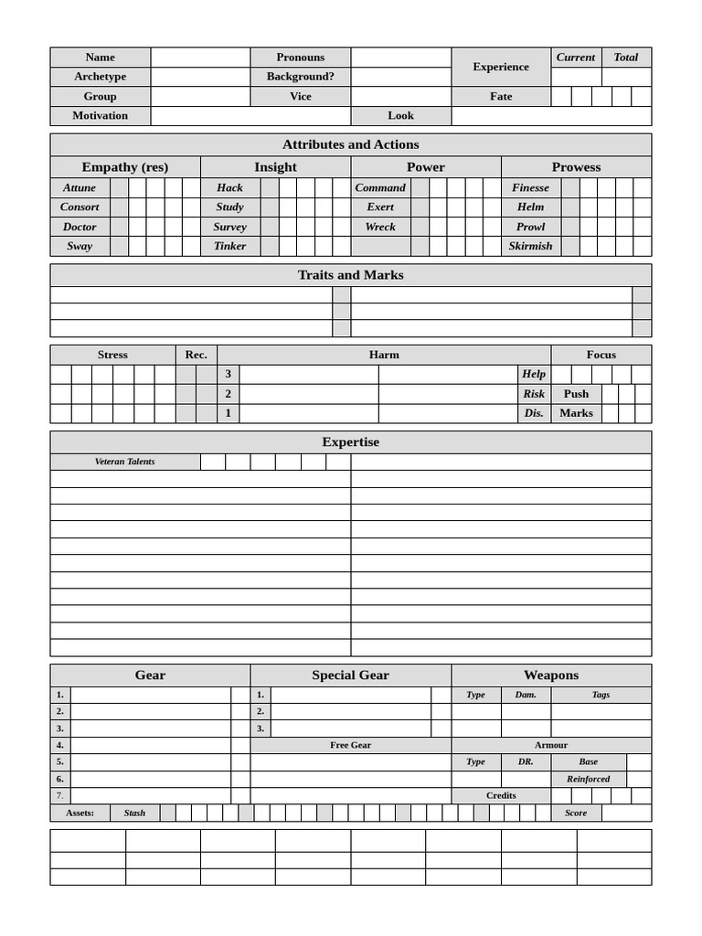 2d10+ (ToG Overhaul) - Char Sheet | PDF | Psychology