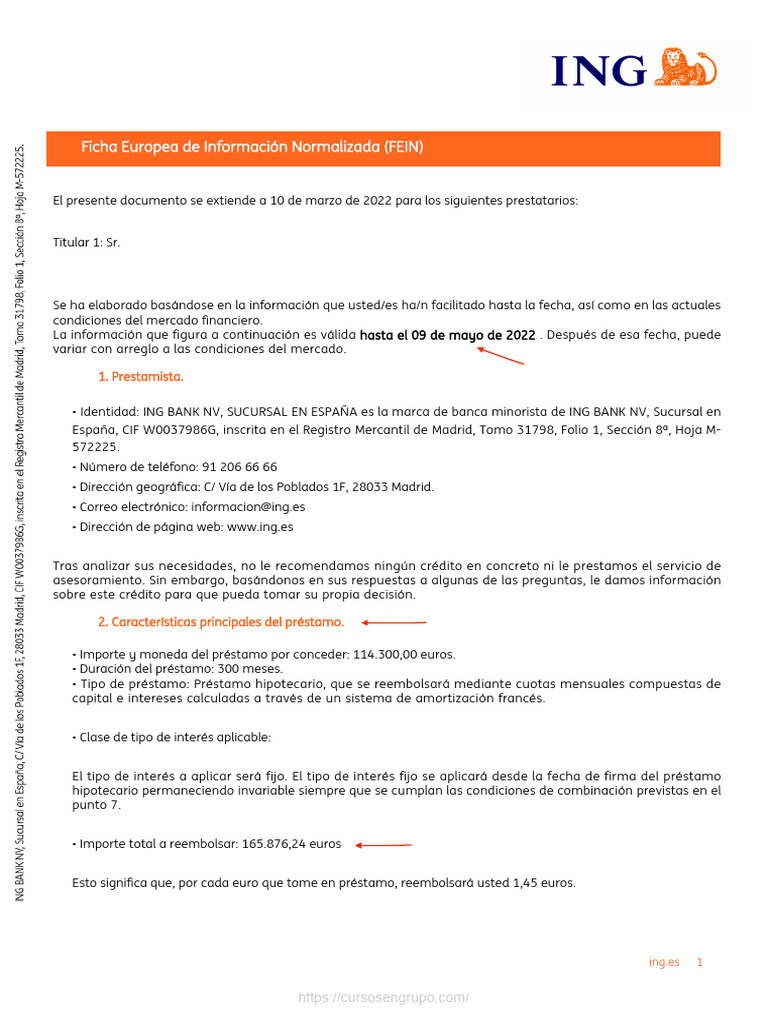 Ejemplo FEIN | PDF | Hipotecas | Seguro de vida