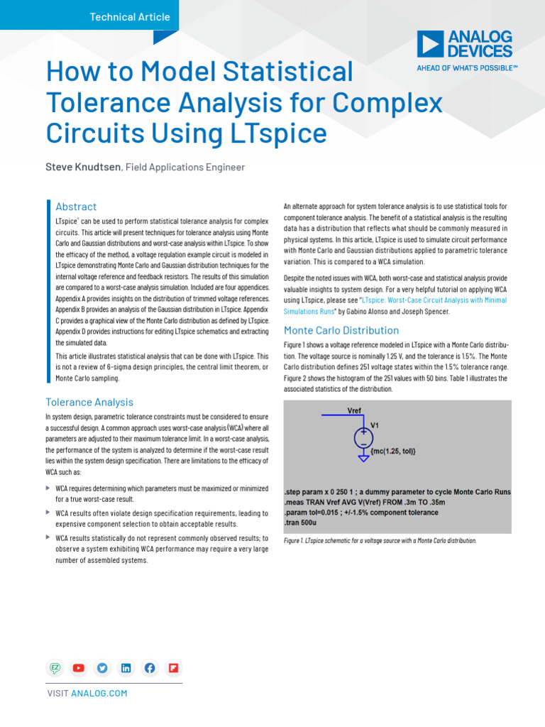 Model Statistical Tolerance Analysis For Complex Circuits Using LTSpice | PDF | Electrical ...