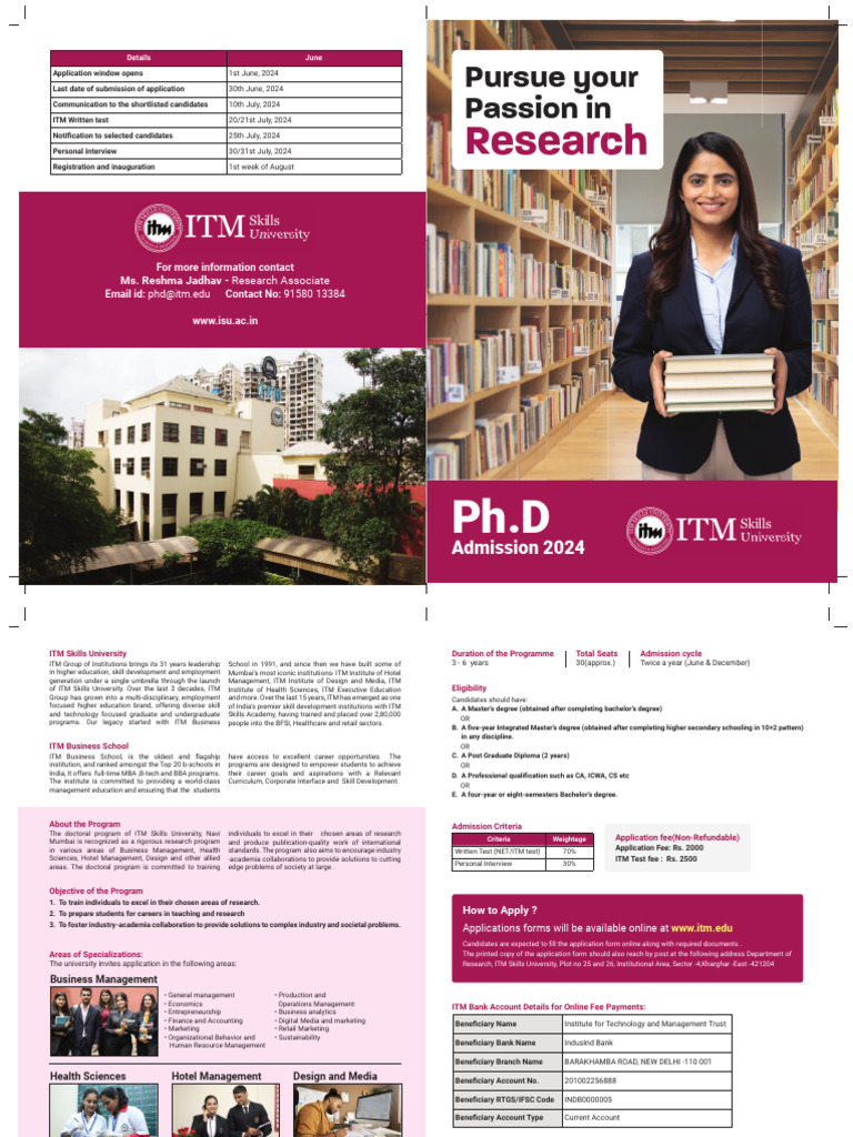 PH.D Brochure 2024 | PDF | Academic Degree | Doctorate