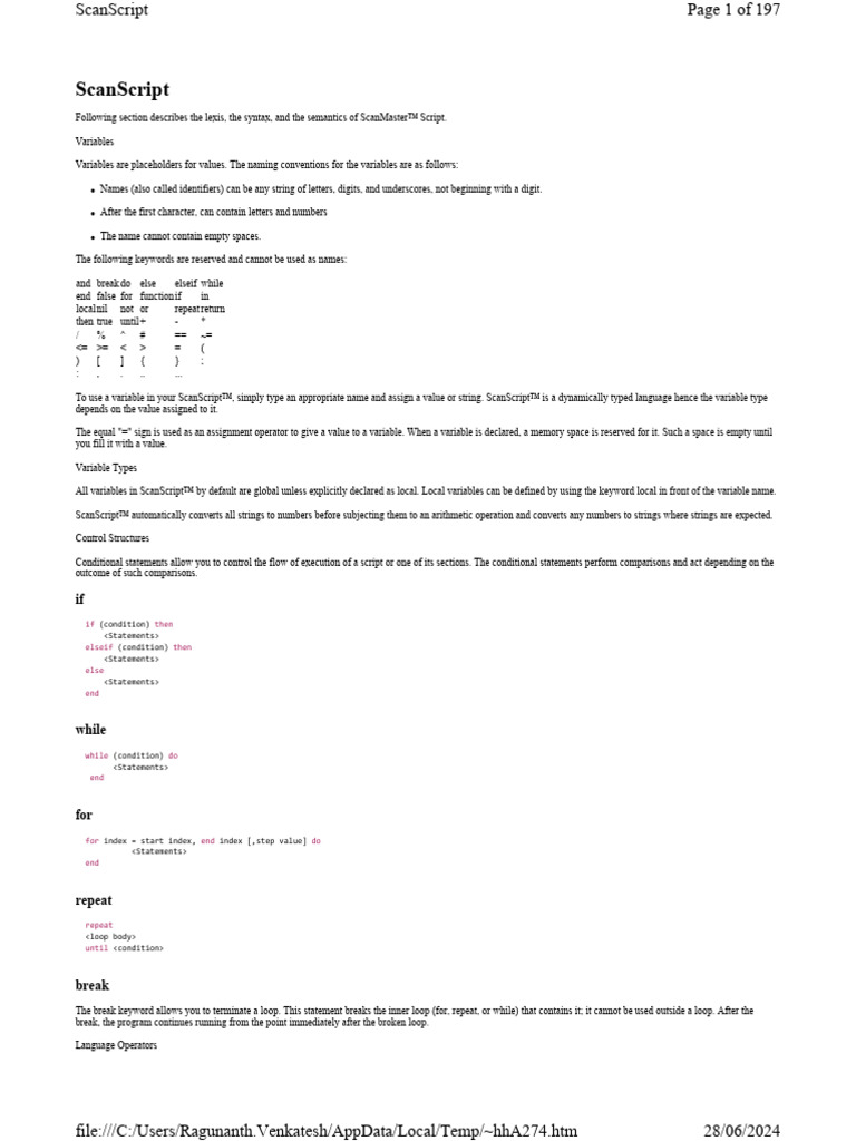 Scanscript Full | PDF | Parameter (Computer Programming) | Control Flow