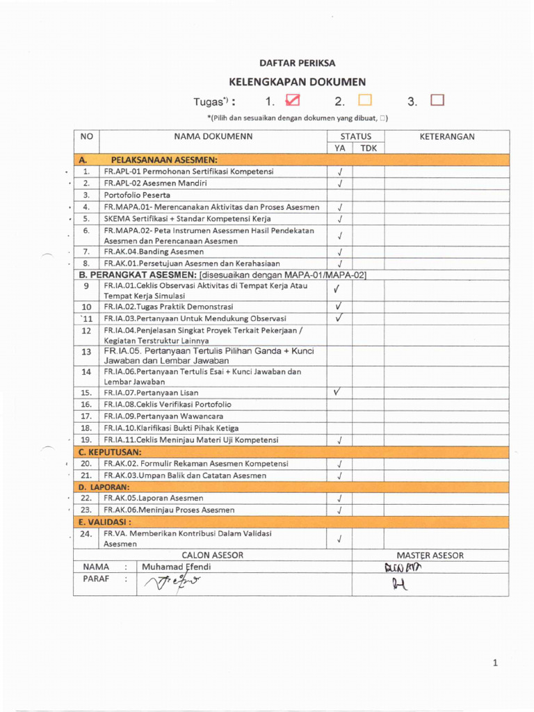 Kelengkapan Dokumen & FR - APL.01 | PDF