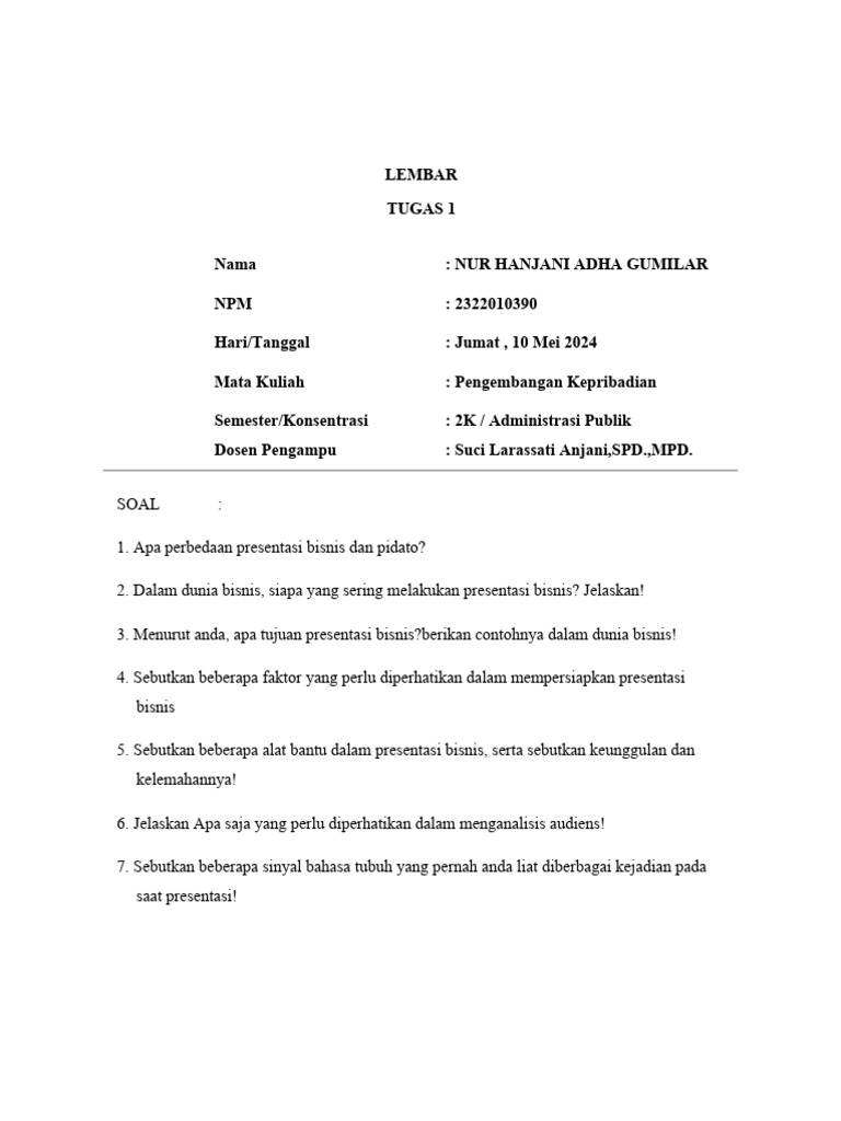 Nur Hanjani - PK - 2322010390-1 | PDF