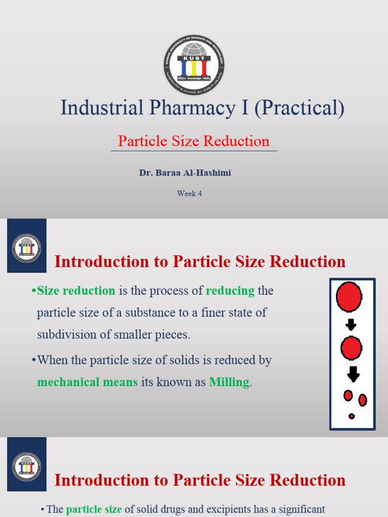 Lec-4-Practical - Industrial I Particle Size Reduction | PDF | Mill (Grinding) | Particle