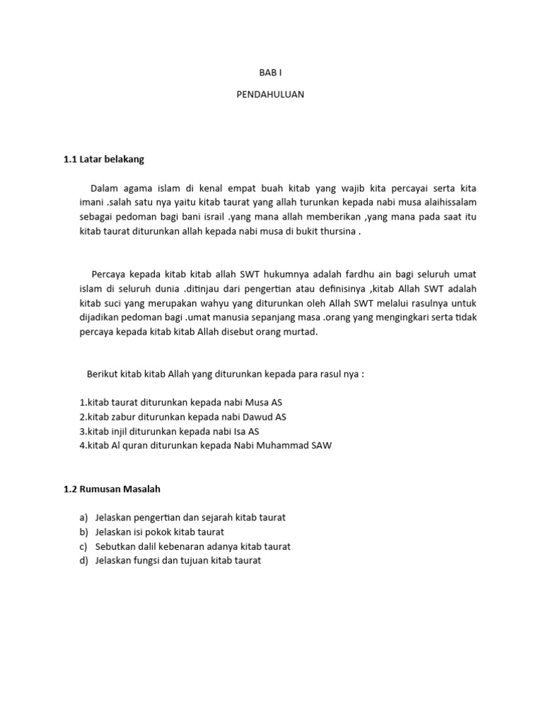 Sejarah dan Fungsi Kitab Taurat | PDF | Filsafat | Sejarah
