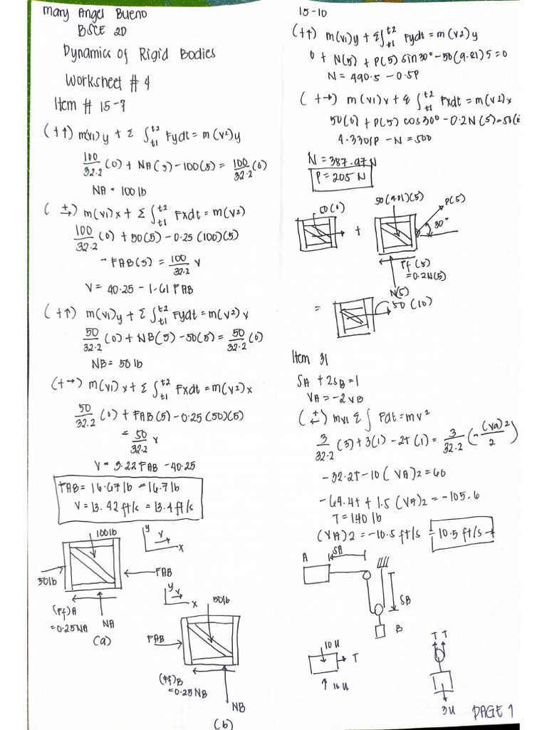 Dynamic-of-Rigid-Bodies. Worksheet 4 | PDF