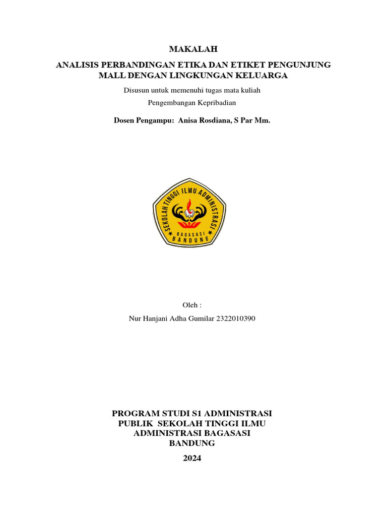 Nur Hanjani 2322010390 Tugas Perkembangan Kepribadian | PDF