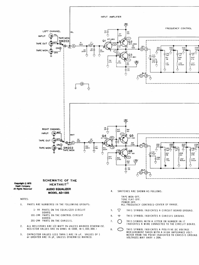 Heathkit AD-1305 - Audio Equalizer - Schematic | PDF