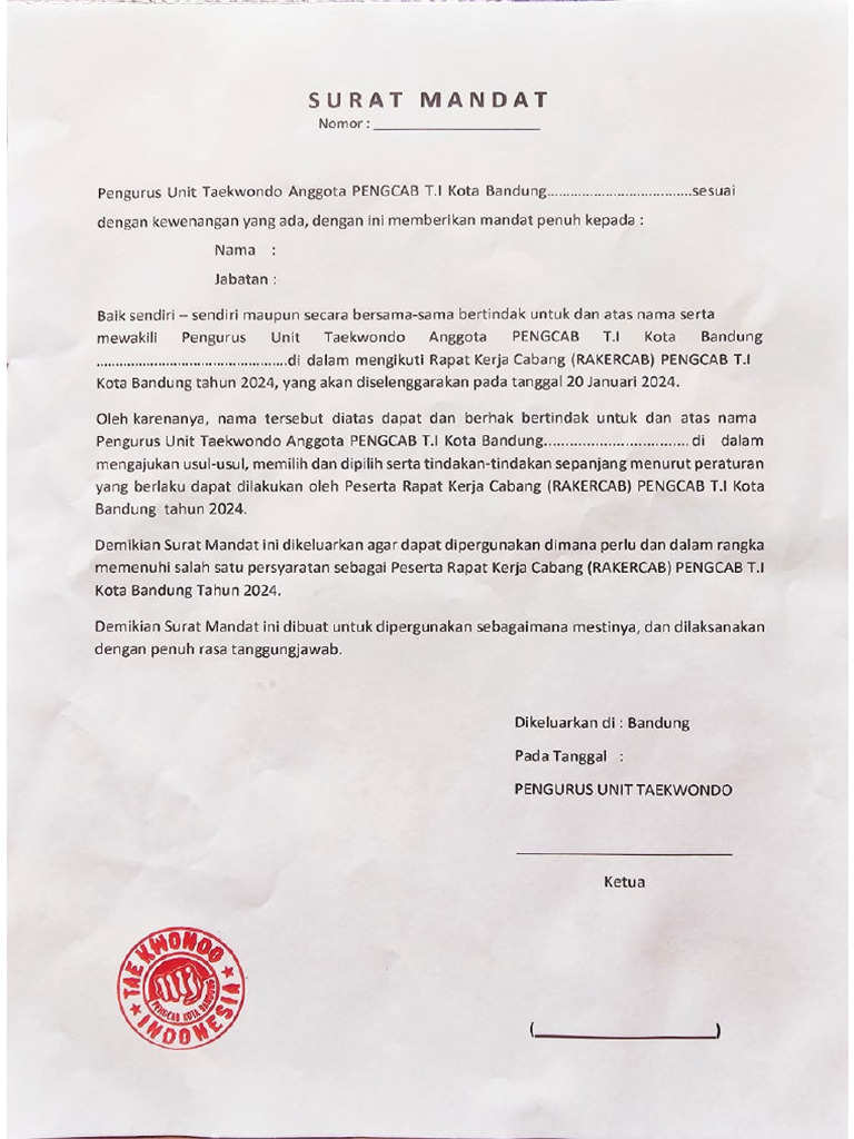 Surat Mandat | PDF