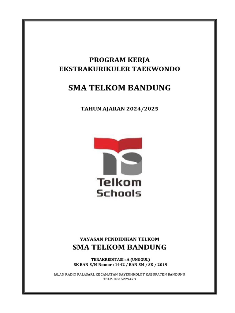 Program Kerja Taekwondo Sma Telkom Bandung 2425 | PDF