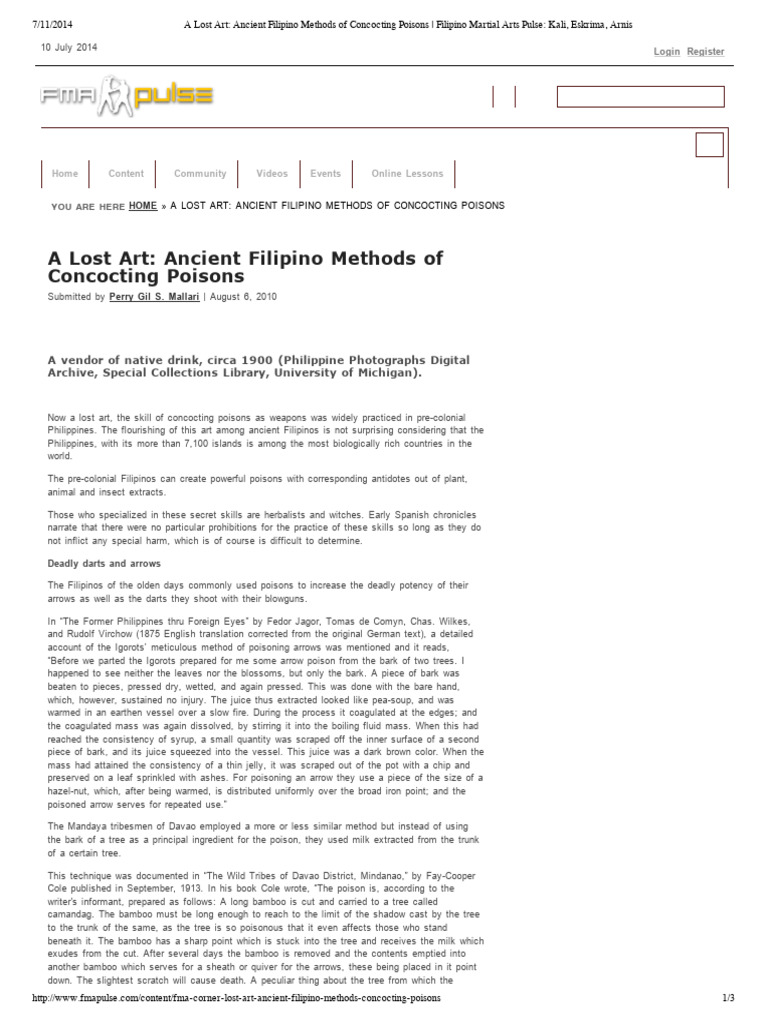 A Lost Art - Ancient Filipino Methods of Concocting Poisons - Filipino ...
