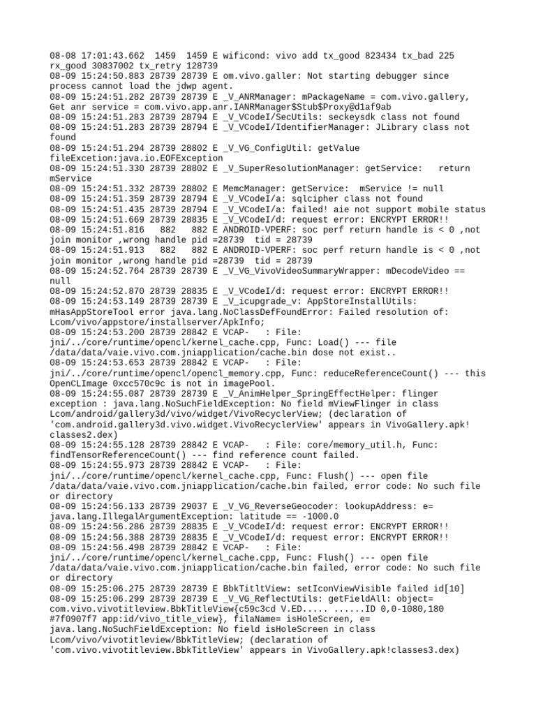 Vivo App Debugging Errors | PDF | Computers