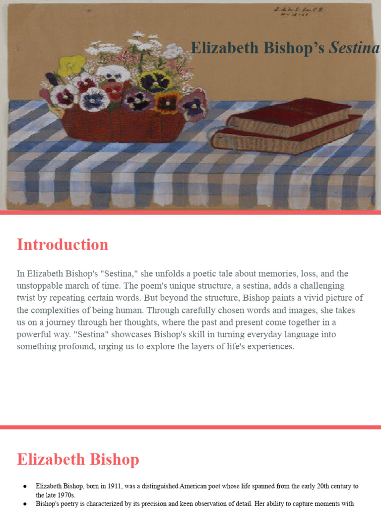 Elizabeth Bishop's Sestina | PDF | Poetry | American Poetry