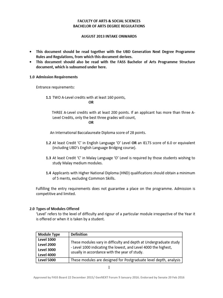 Fass R&R August2013 Intake | PDF | Bachelor's Degree | Gce Advanced Level (United Kingdom)
