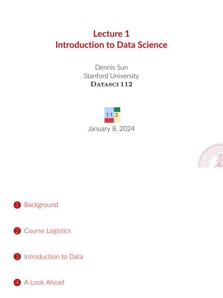 Introduction To Data Science Dennis Sun Stanford University | PDF ...