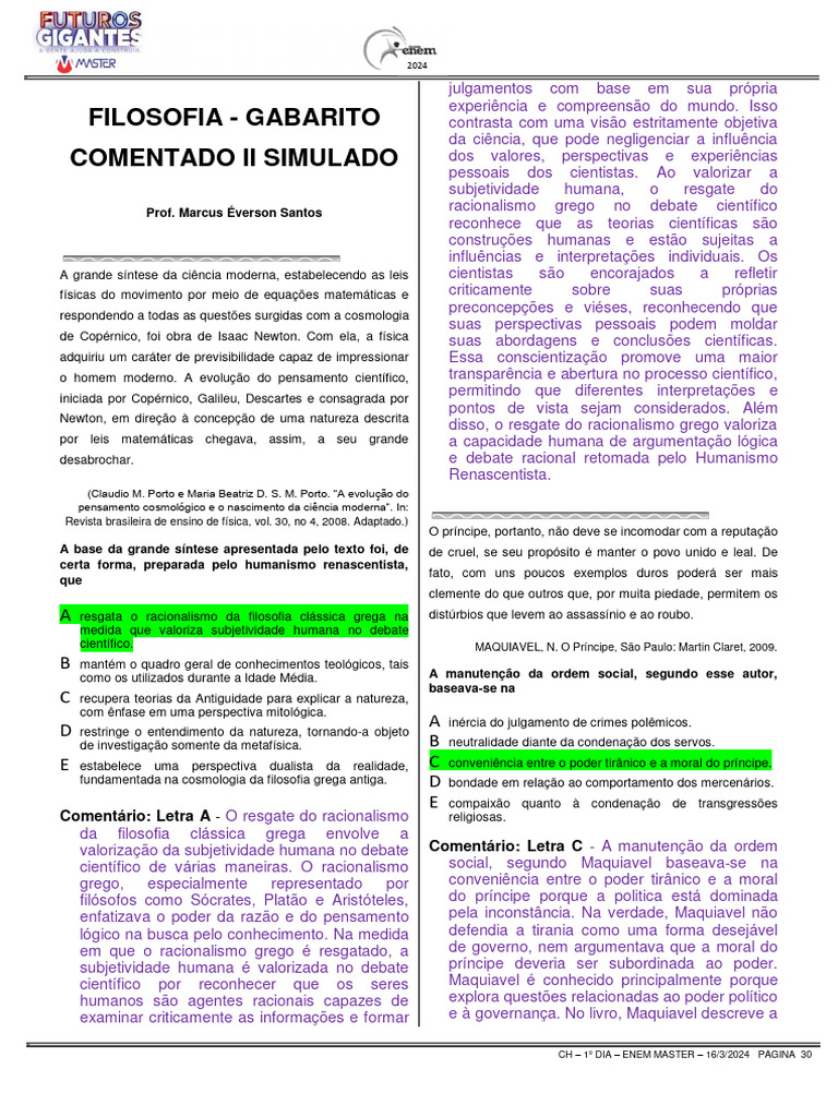 Gabarito Comentado - Ii Simulado | PDF | Science | John Rawls