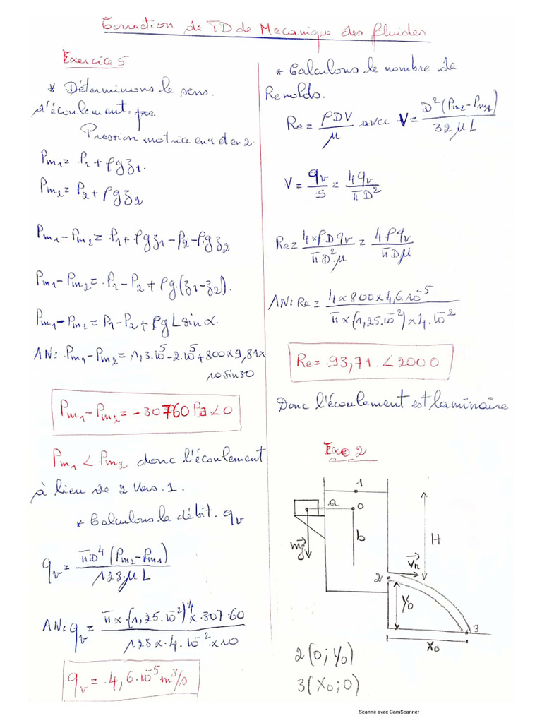 Corrigé de TD de Méca Fluide | PDF
